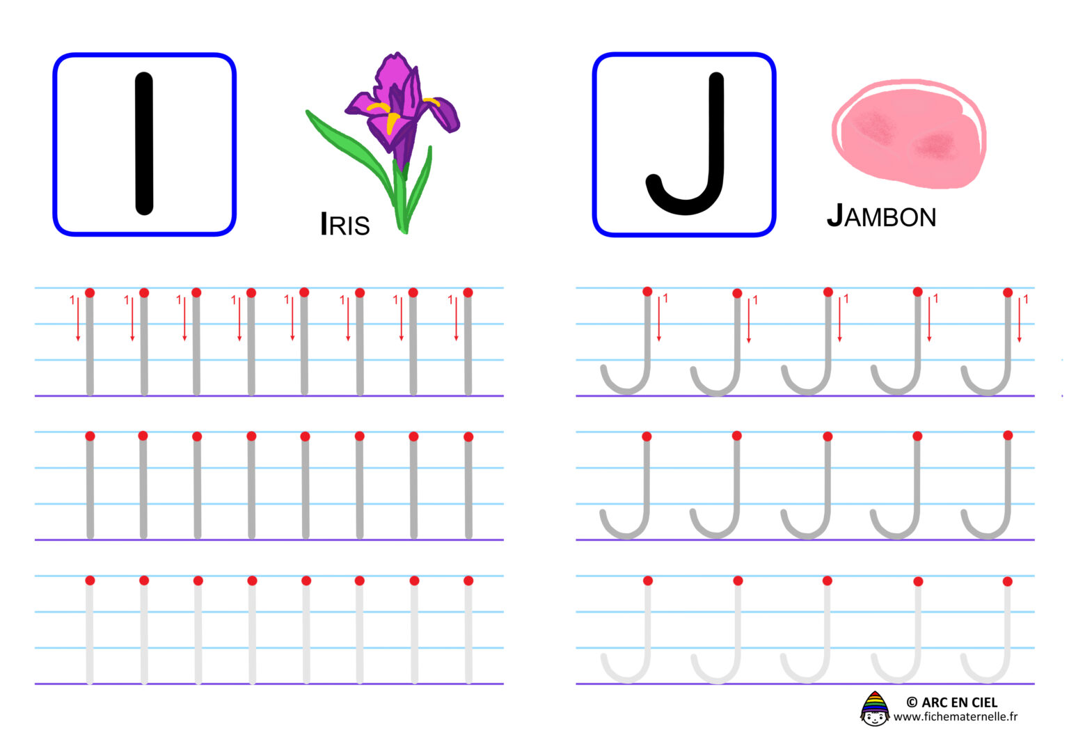 Ecriture de lettres de l’alphabet : Capitales | ARC EN CIEL
