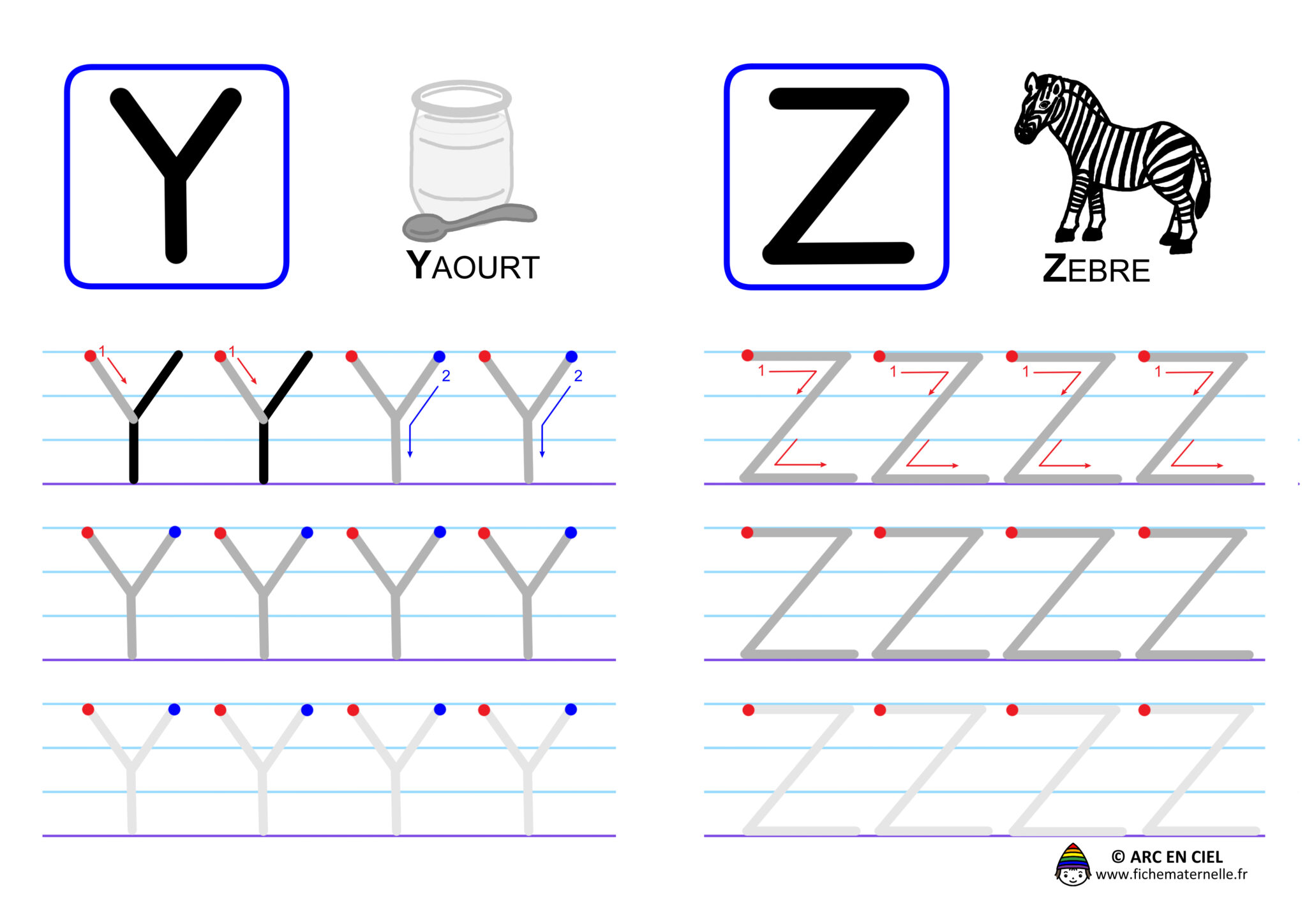 Ecriture de lettres de l’alphabet : Cursives | ARC EN CIEL