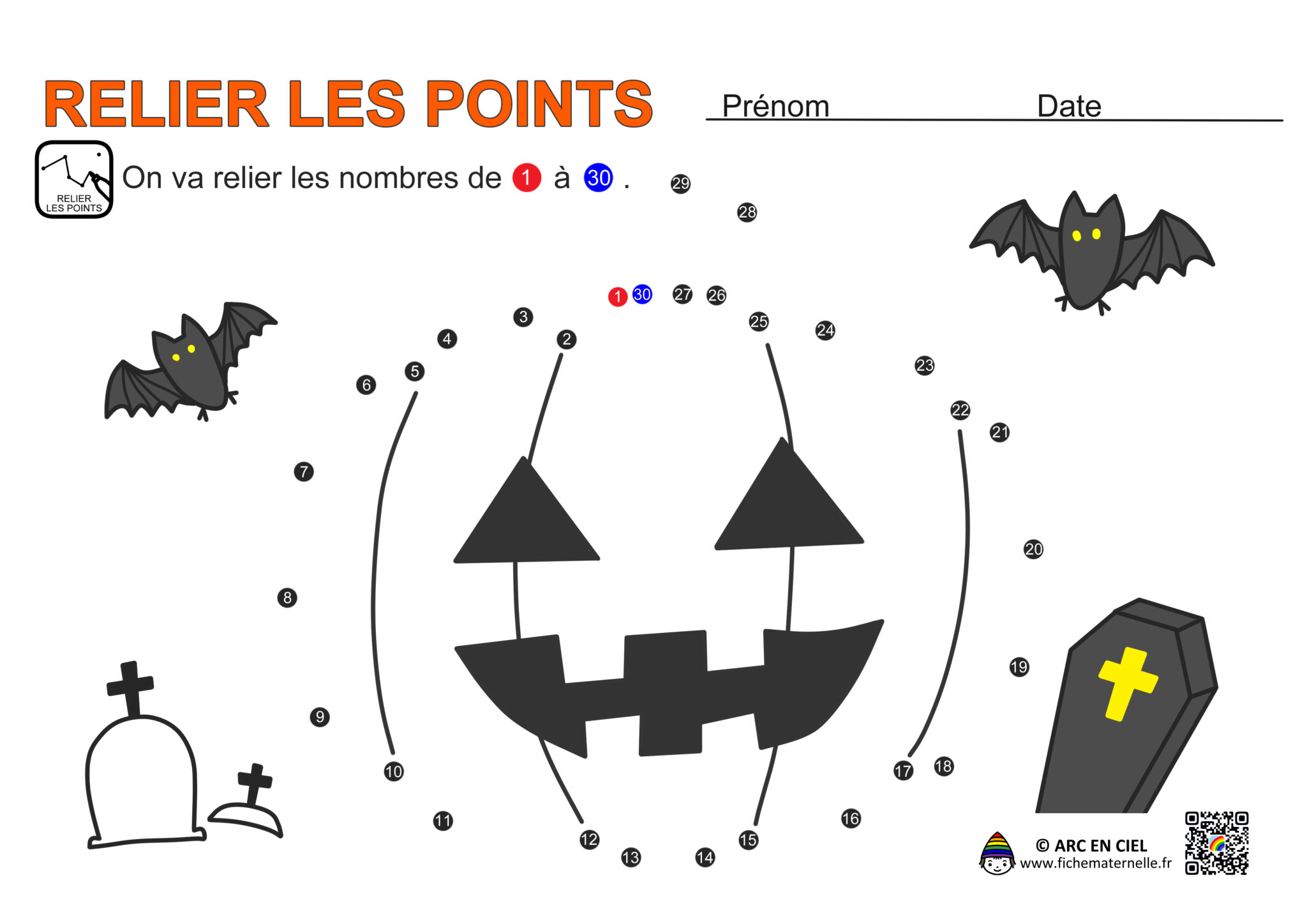 Relier les points – Jusqu’à 30 : Halloween | ARC EN CIEL