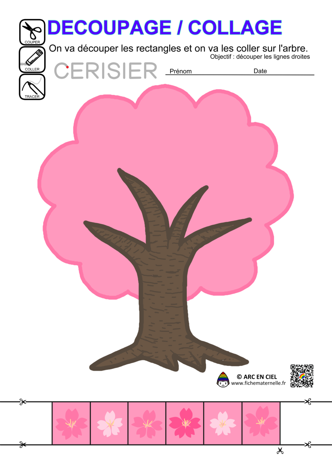 Découpage et collage : Cerisier | ARC EN CIEL